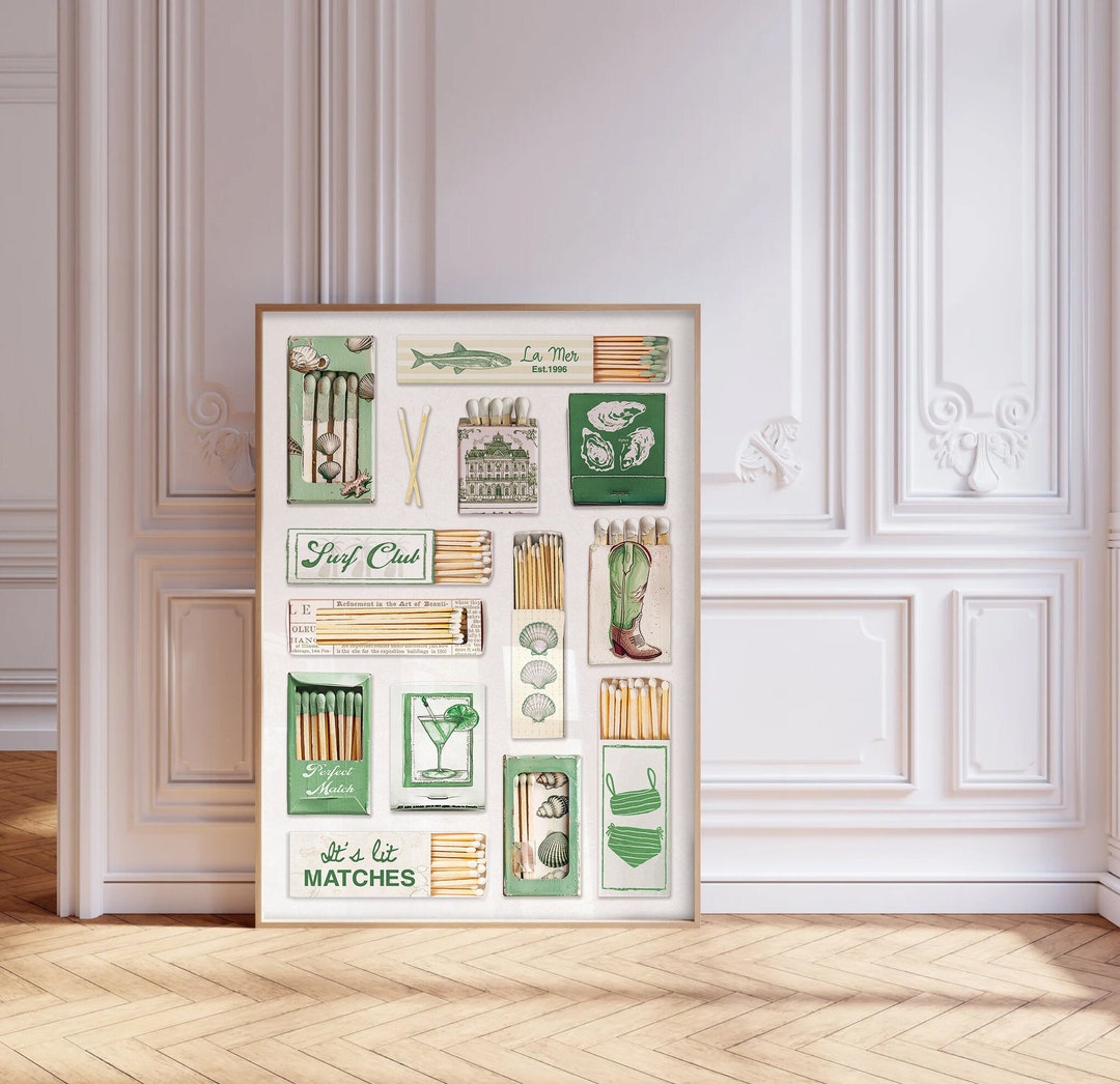 Vintage Matchbox Print, Trendy Matches Poster, Retro Matchbook Wall Art ...