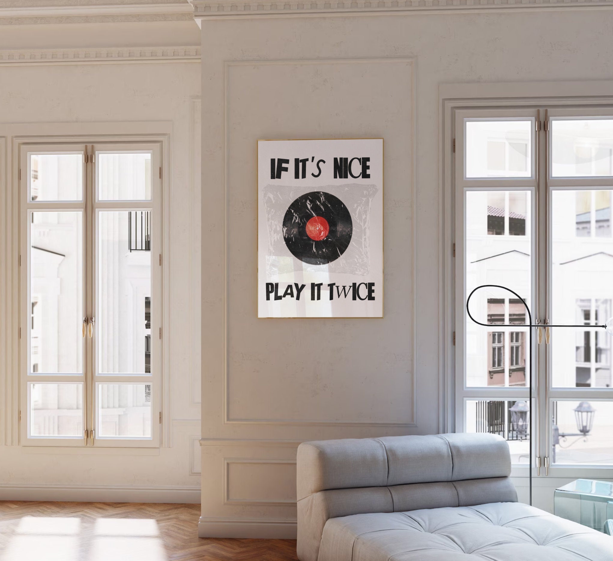 Retro Vinyl Record Print: "if It's Nice Play It Twice" (digital ...