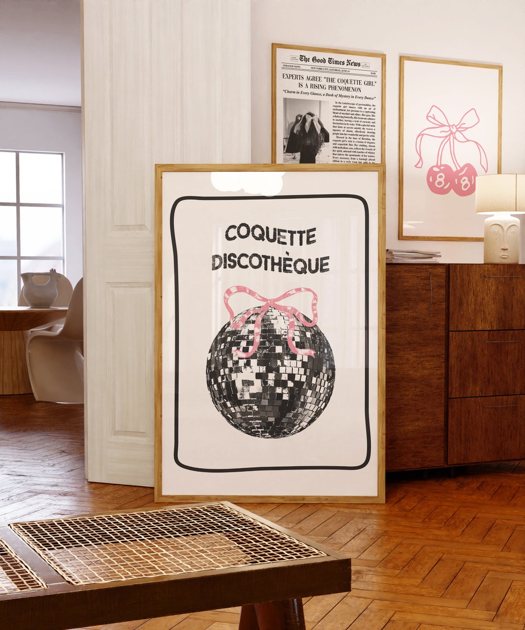 Coquette Discotheque Disco Ball Poster, Ballet-core Wall Art, Soft Girl ...