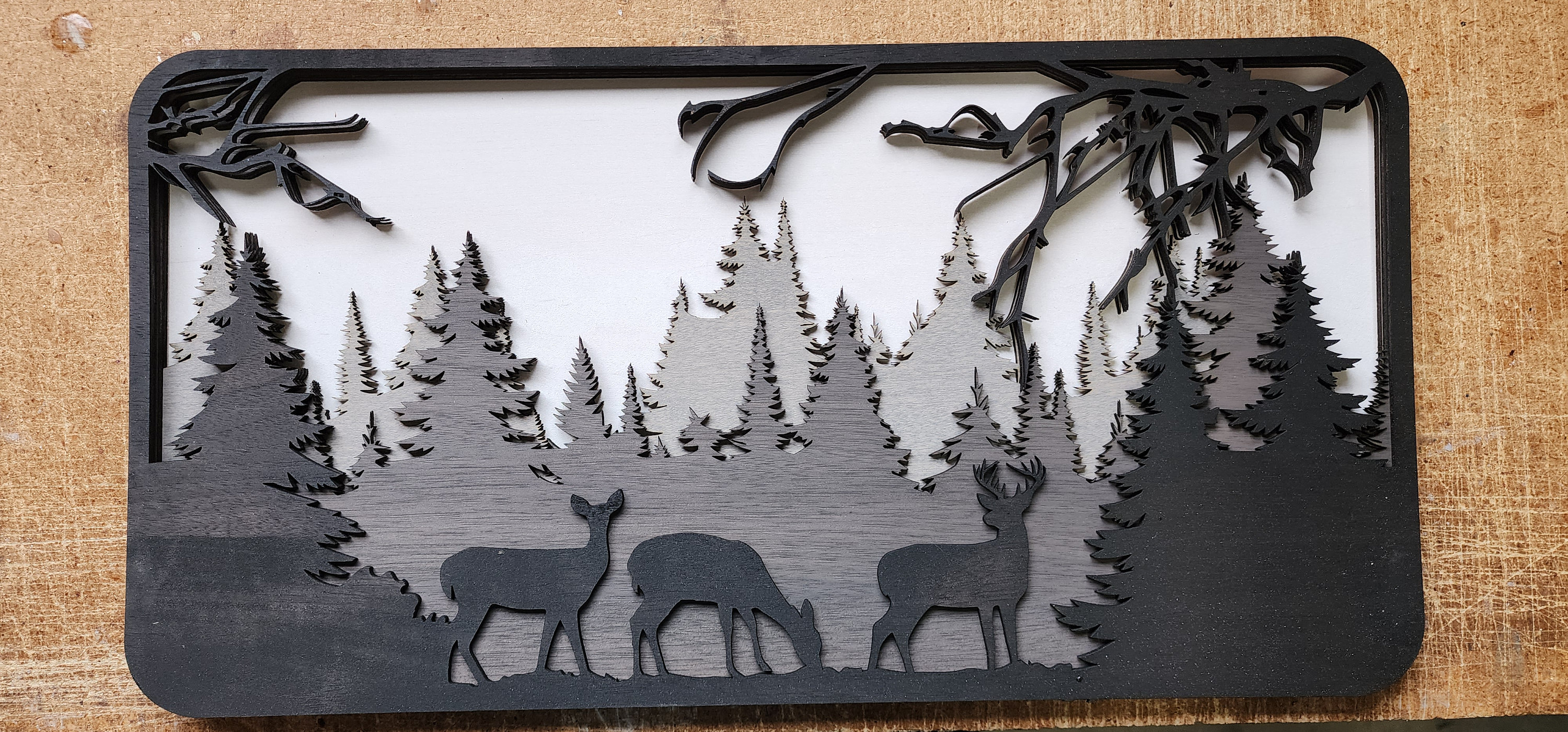 Laser Cut Deer in Woods Stacked File - Etsy