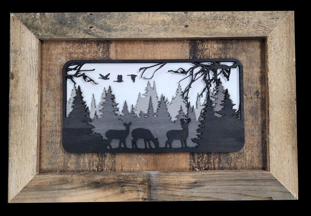 Laser Cut Deer in Woods Stacked File - Etsy