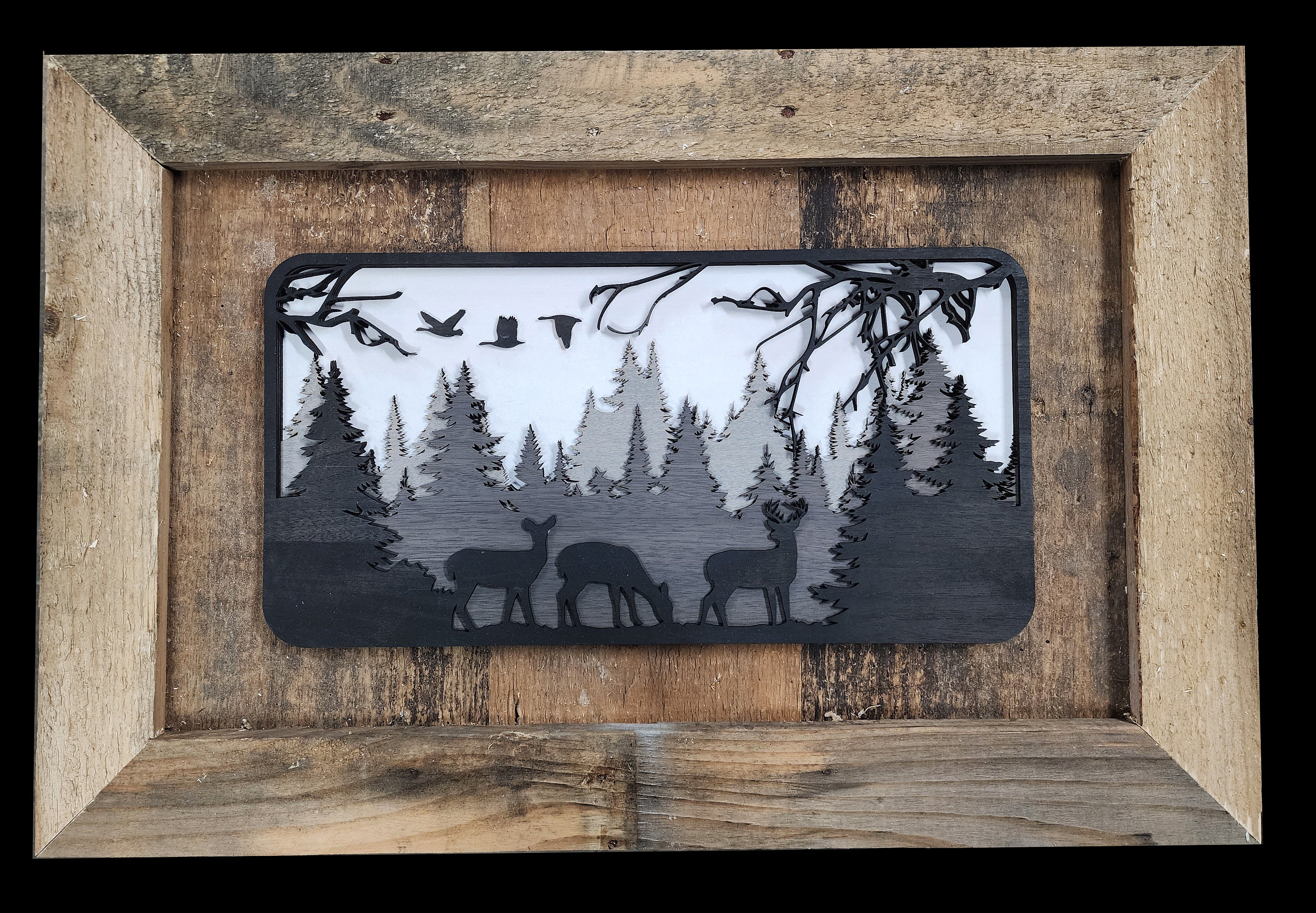 Laser Cut Deer in Woods Stacked File - Etsy