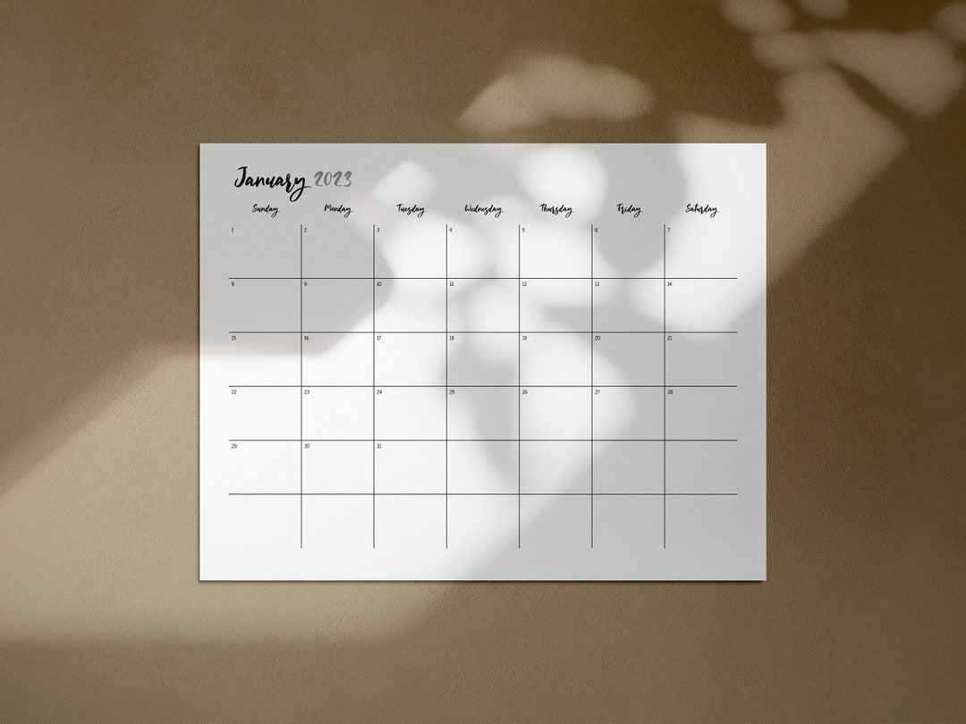 2023 Monthly Minimal Script Calendar Downloadable PDF Wall Calendar ...