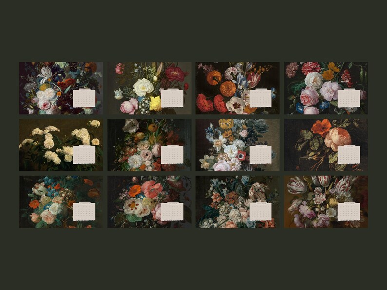 2025 Desktop Wallpaper Calendar - Vintage Floral Theme - Etsy