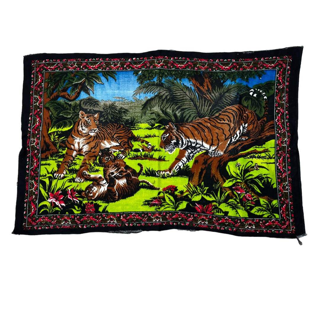 Vintage Tiger Family Tapestry Wall Hanging - Etsy
