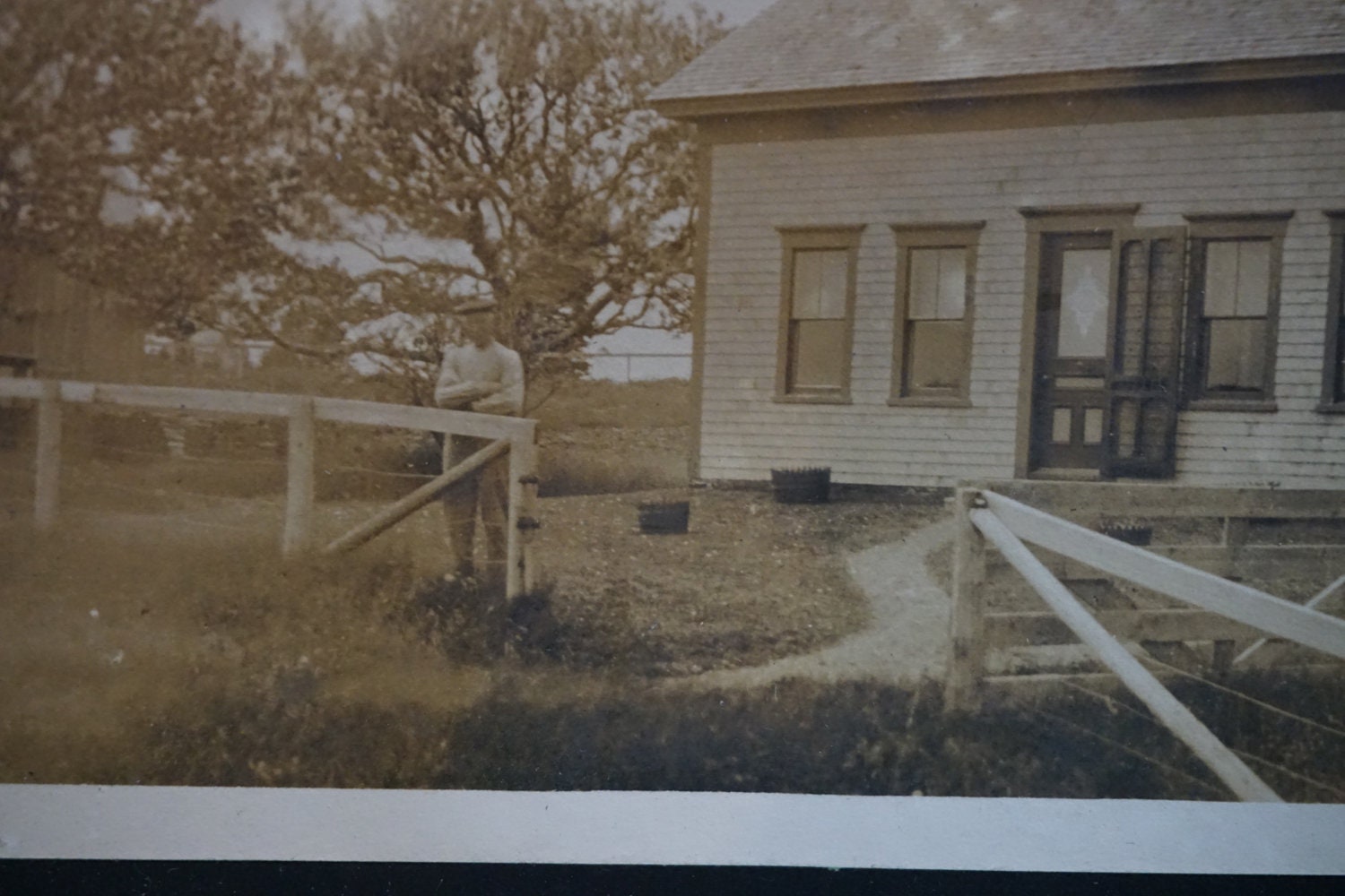 1880's Cabinet Photo of a Farm House & Man Standing by Fence, A Time ...