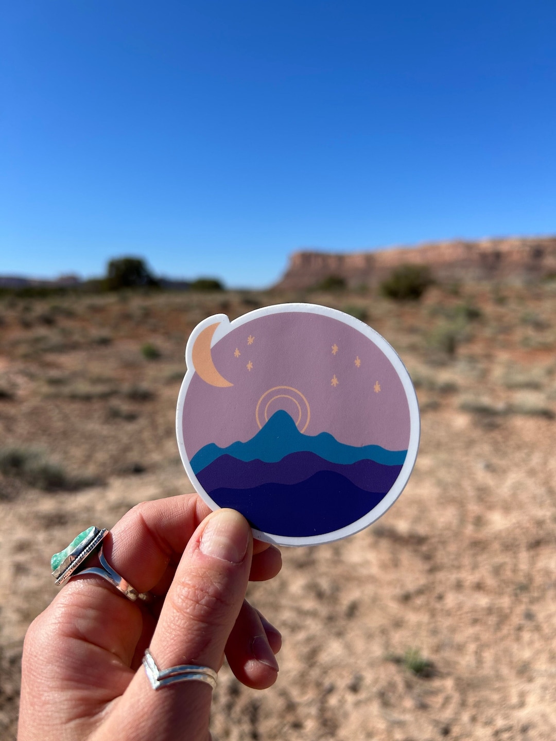 Mountain Moonset – Vinyl Sticker – Artsy Mountain and Moon Design ...