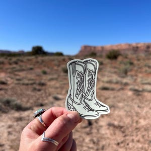 Cowboy Boots - Retro Vinyl Sticker - Waterproof Western Cowboy Sticker ...