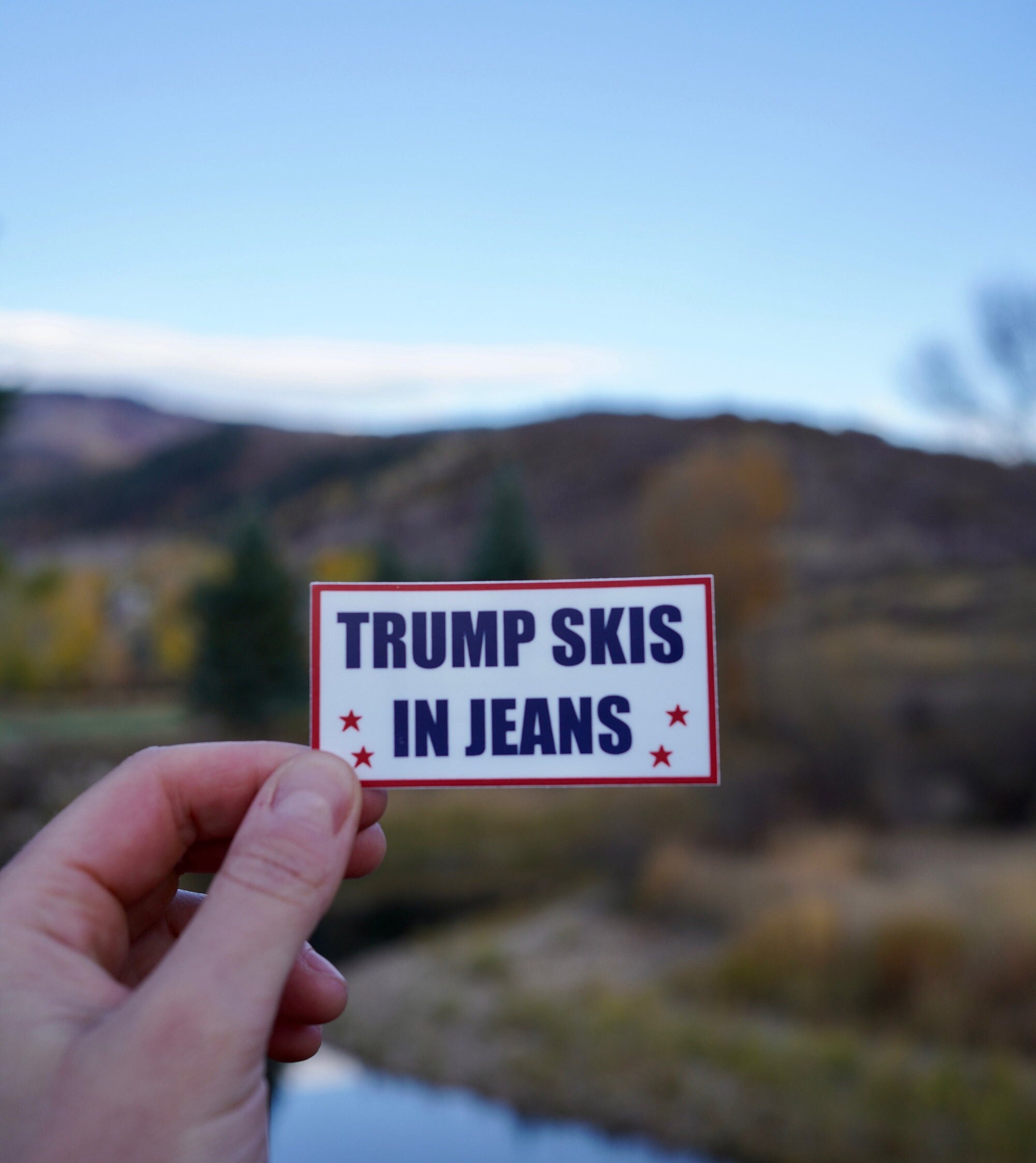 Trump Skis in Jeans Sticker - Waterproof Funny Vinyl Ski Decal - Etsy