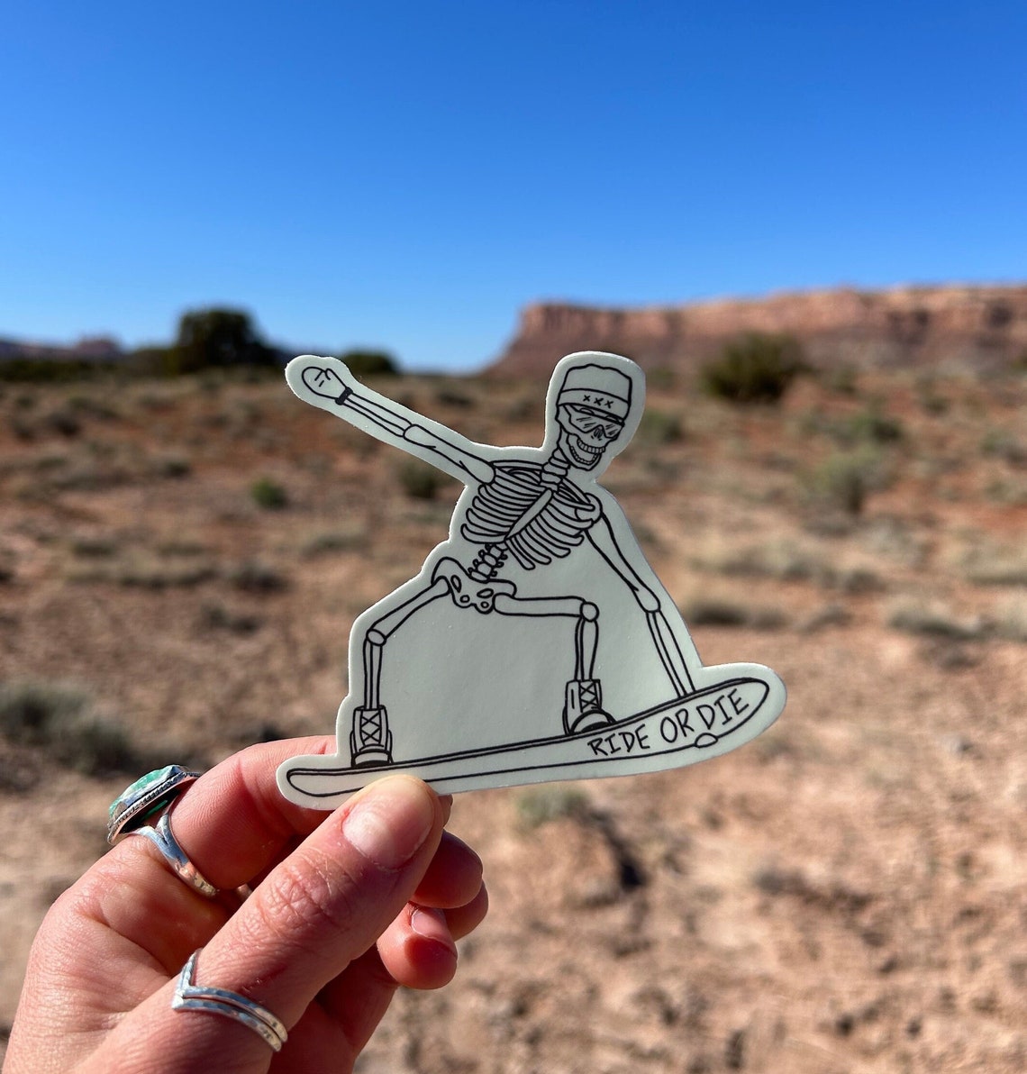 Ride or Die Skeleton Vinyl Sticker Waterproof Snowboarding Sticker Ski ...