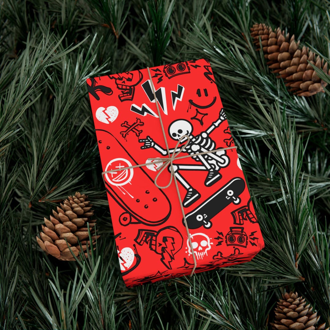 Skateboarding Wrapping Paper, Christmas/skater Birthday Gift Wrap ...