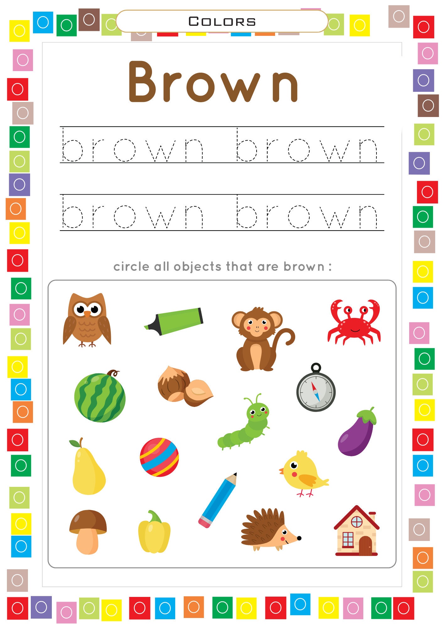 Preschool Color Worksheets Printable, Color Words Activities, Learning ...