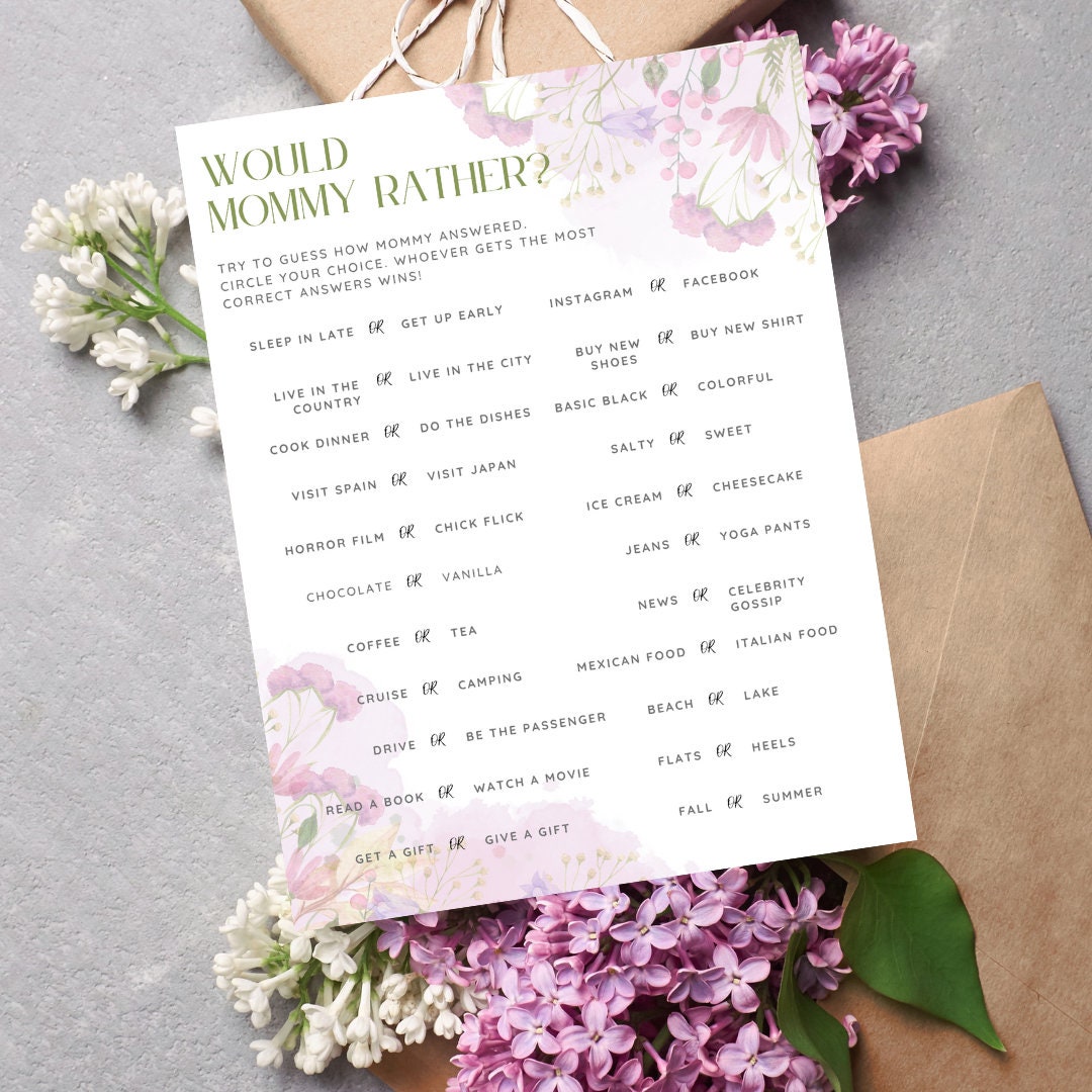 Blossoming Wildflower Theme Baby Shower Games - 2 Floral Theme Games ...