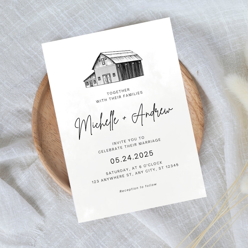 Rustic Farmhouse Wedding Invitation Bundle - Digital Download - Etsy