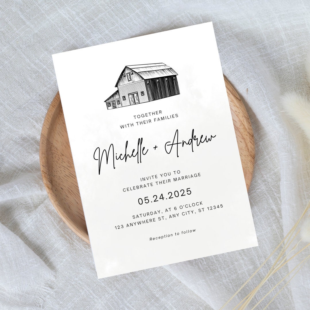 Rustic Farmhouse Wedding Invitation Bundle - Digital Download - Etsy
