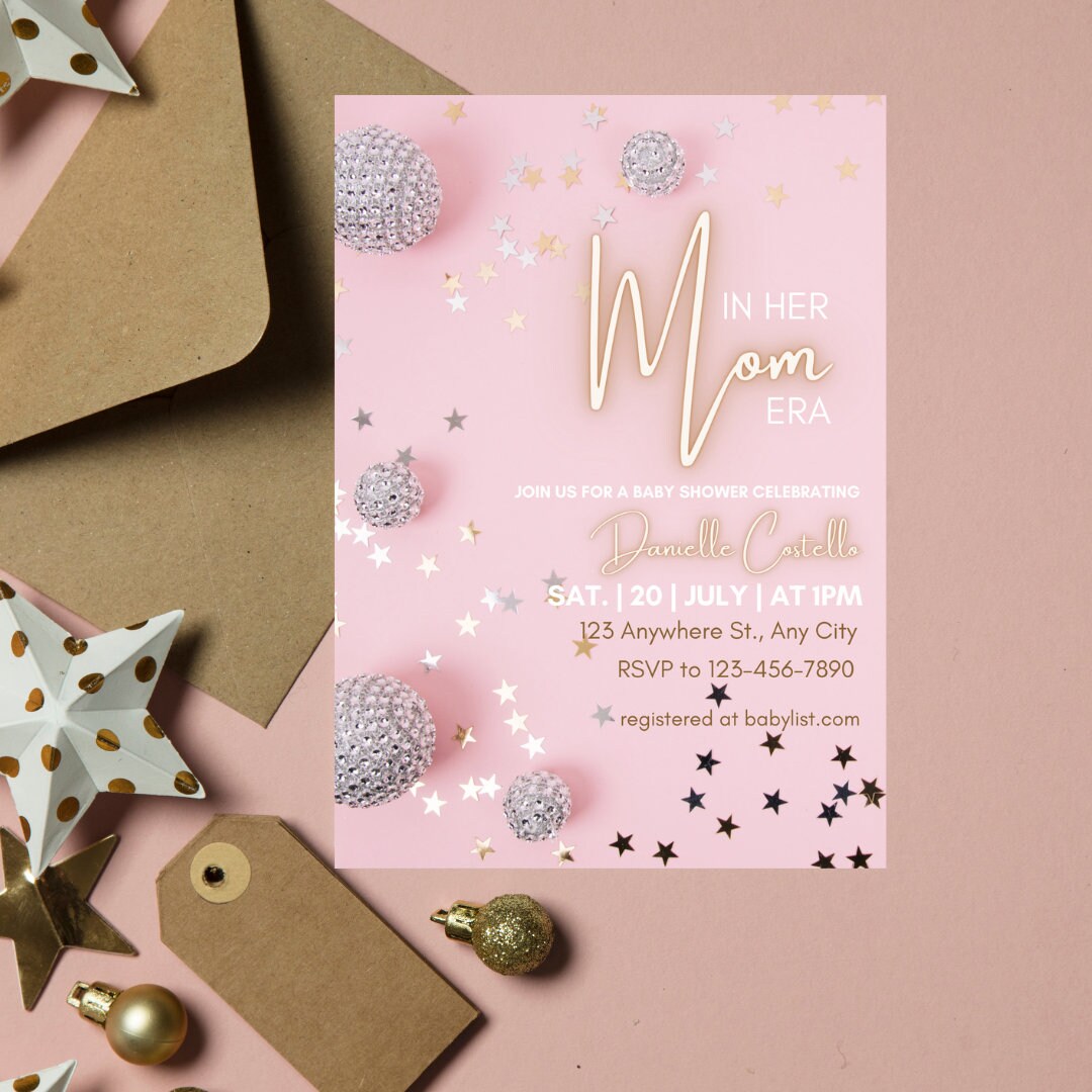 Pink Disco Mom Era Baby Shower Invitation - 5x7 - Digital Download - Etsy