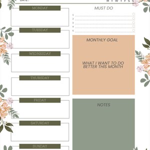 Floral Printable Planner Bundle - Weekly, Monthly, Budgets, to Do Lists ...