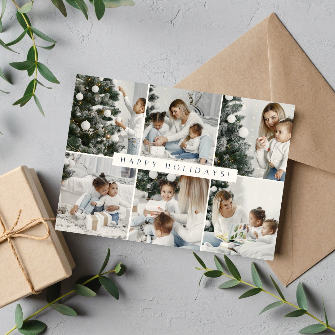Happy Holidays Card Multiple Photos six Photos Digital Download 5x7 - Etsy