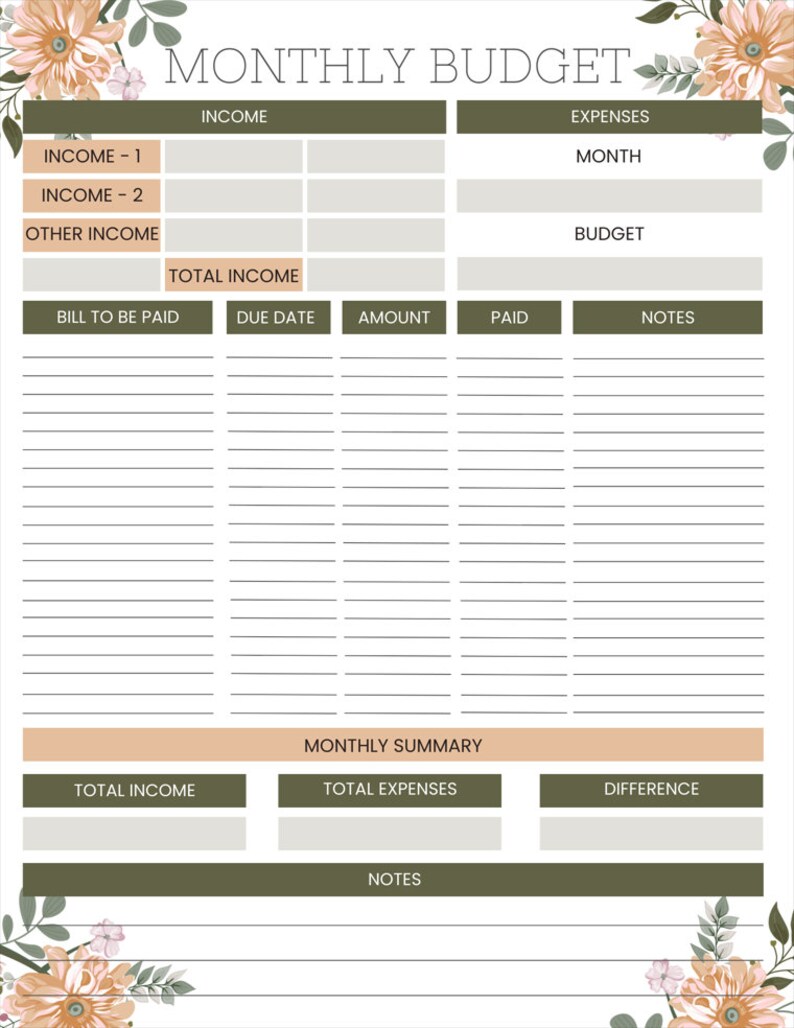 Floral Printable Planner Bundle - Weekly, Monthly, Budgets, to Do Lists ...