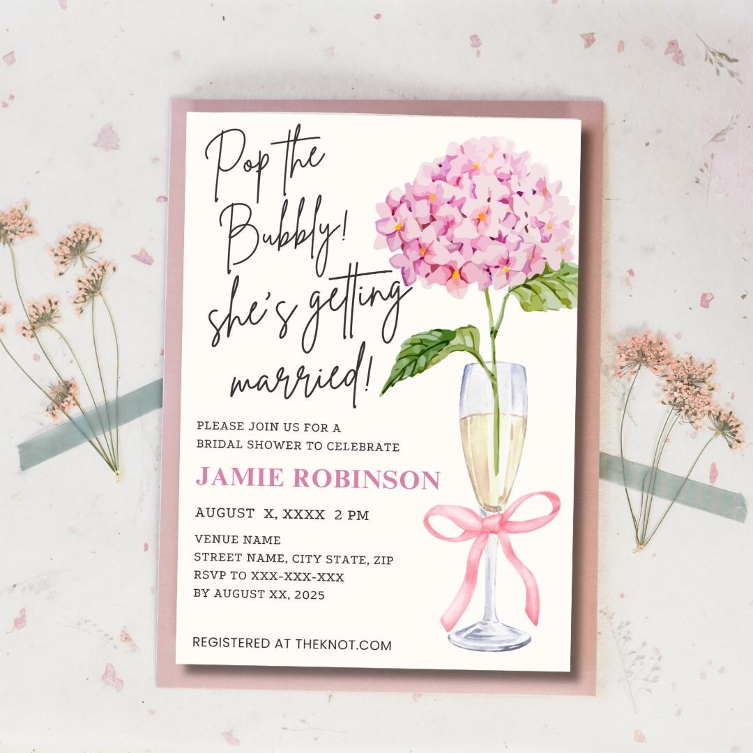 Pop the Bubbly Bridal Shower Invitation - 5x7 - Digital Download - Etsy