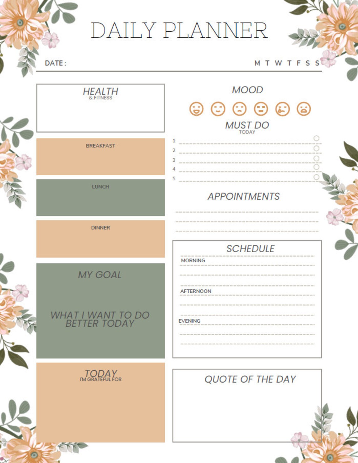 Floral Printable Planner Bundle Weekly, Monthly, Budgets, to Do Lists ...