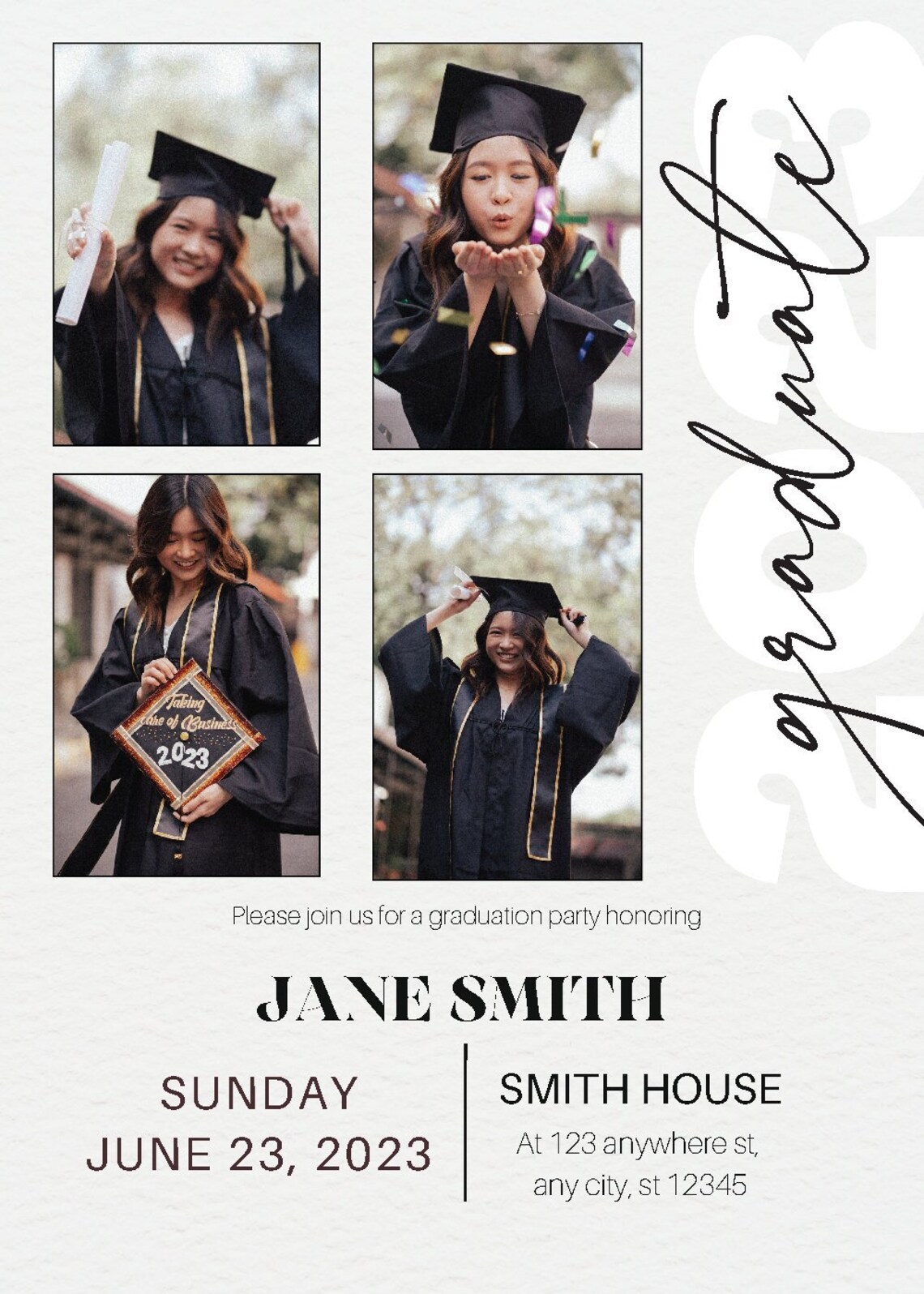 Simple Graduation Invitation - 2023 - Four Photos - 5x7 - Etsy