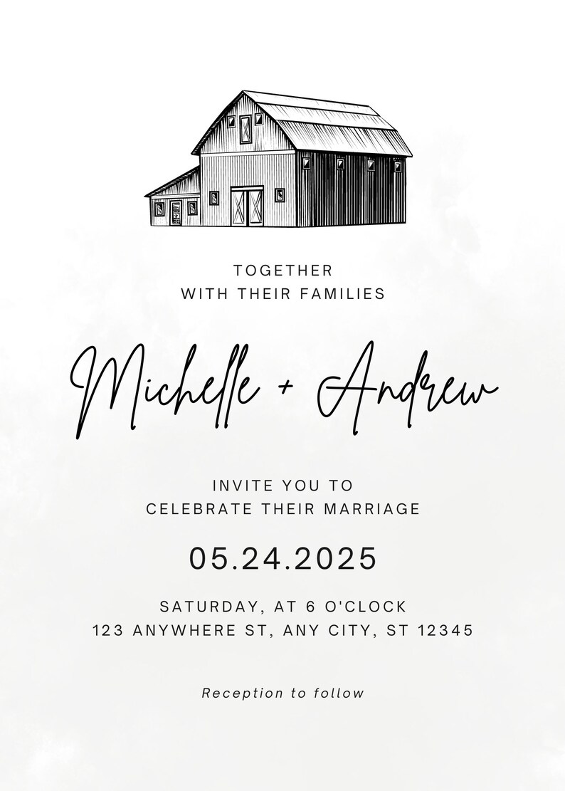 Rustic Farmhouse Wedding Invitation Bundle - Digital Download - Etsy