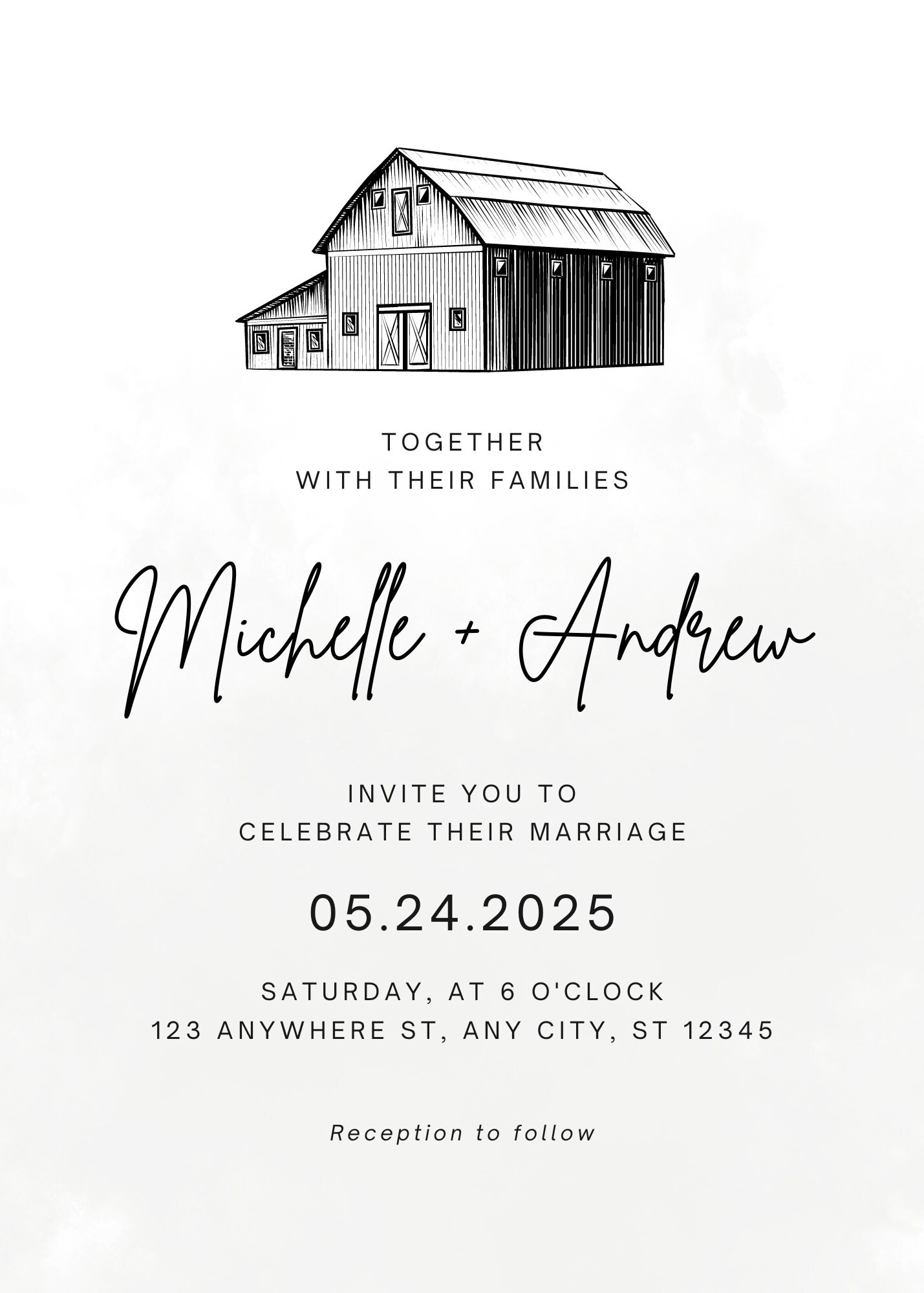 Rustic Farmhouse Wedding Invitation Bundle - Digital Download - Etsy