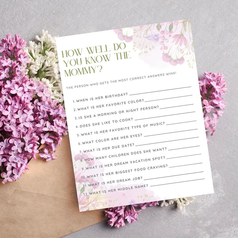 Blossoming Wildflower Theme Baby Shower Games - 2 Floral Theme Games ...