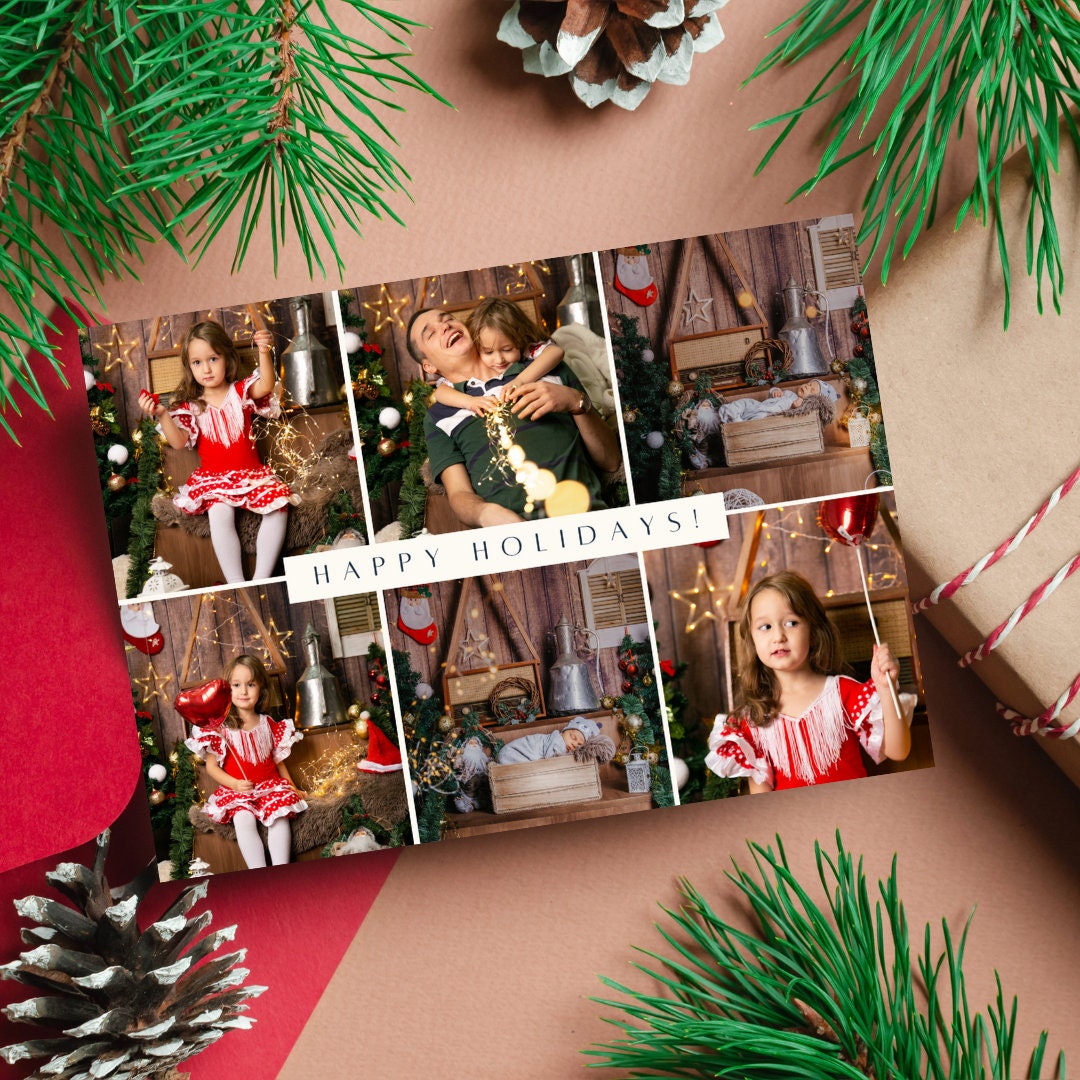 Happy Holidays Card Multiple Photos six Photos Digital Download 5x7 - Etsy