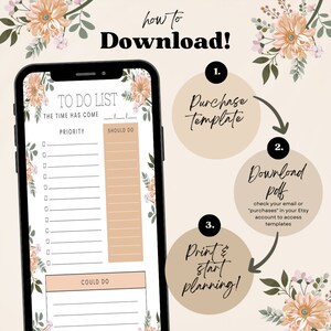 Floral Printable Planner Bundle - Weekly, Monthly, Budgets, to Do Lists ...