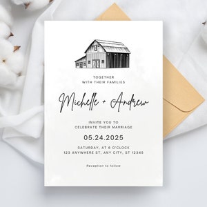 Rustic Farmhouse Wedding Invitation Bundle - Digital Download - Etsy