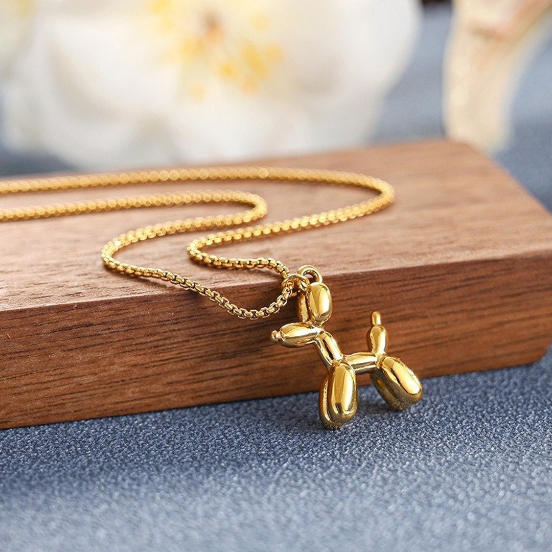 Dainty Balloon Dog Pendant Necklace Balloon Dog Necklace Balloon ...