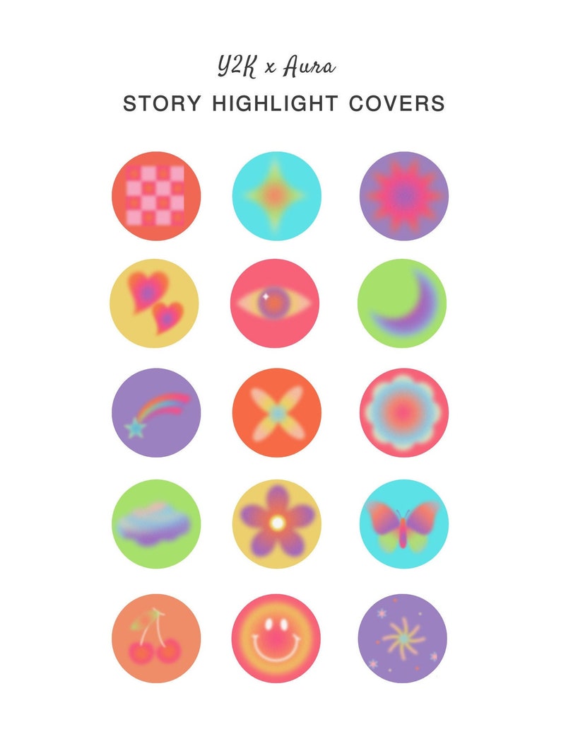 Retro Groovy Neon Hippy Vivid Y2K Aura Story Highlight Covers ...