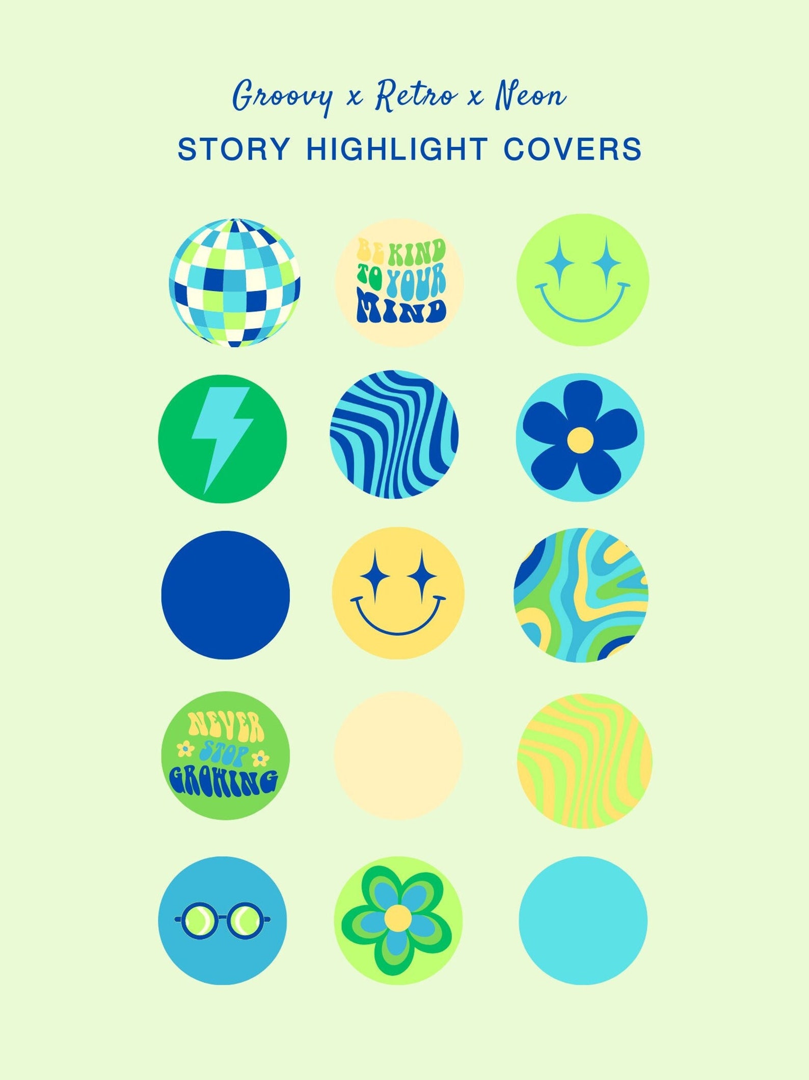 Retro Groovy Neon Hippy Story Highlight Covers | Colorful IG Story ...