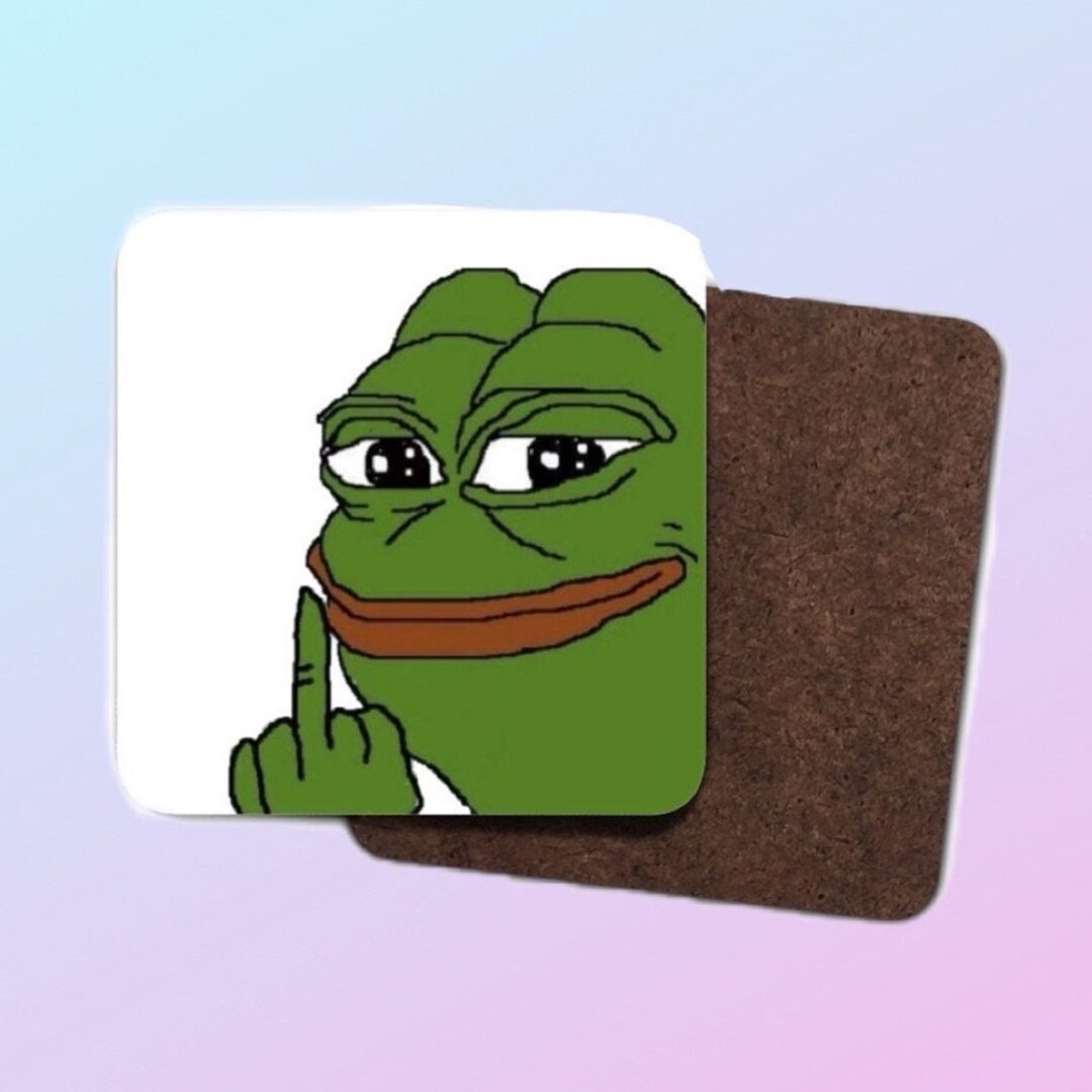 Middle Finger Swearing Pepe Single Hardboard Coaster (link to Matching ...