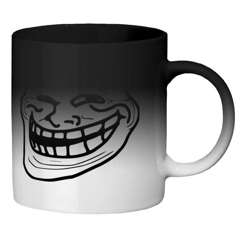 Colour Changing Classic Trollface Meme Mug link to Matching Coaster in ...