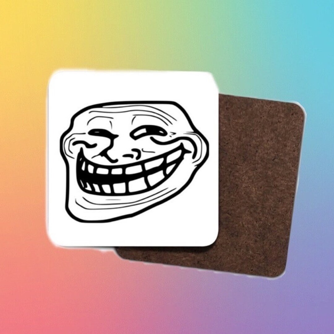 Classic Trollface Meme Single Hardboard Coaster link to Matching Mug in ...