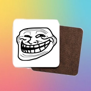 Classic Trollface Meme Single Hardboard Coaster link to Matching Mug in ...