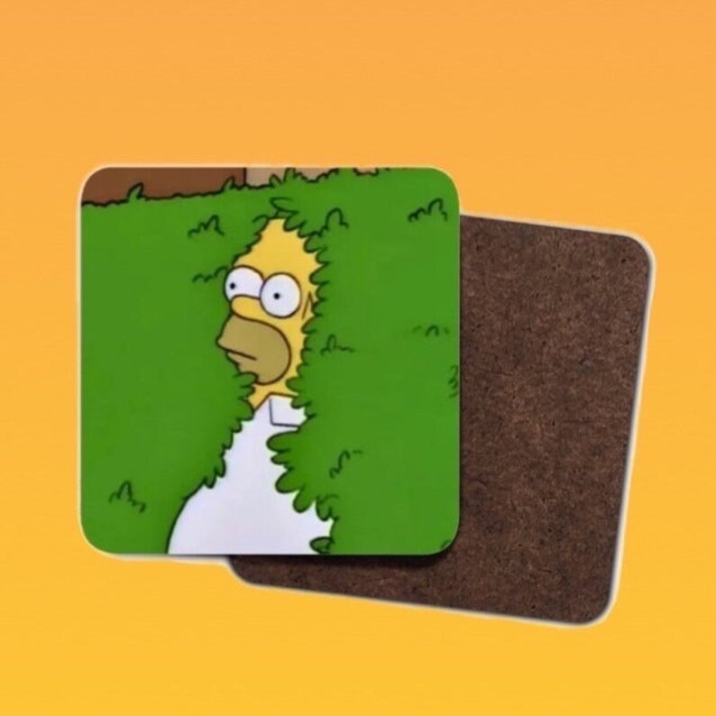 Homer Simpson Backing Into Bush Meme Single Hardboard Coaster (link to ...