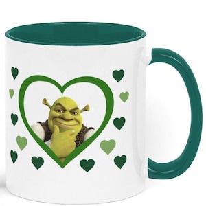 Shrek is Love Shrek is Life Meme Hearts Mug With Green Handle (link to ...