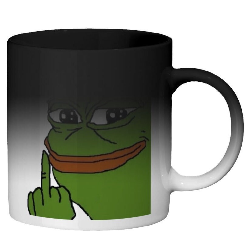 Colour Changing Middle Finger Swearing Pepe Meme Mug (link to Matching ...