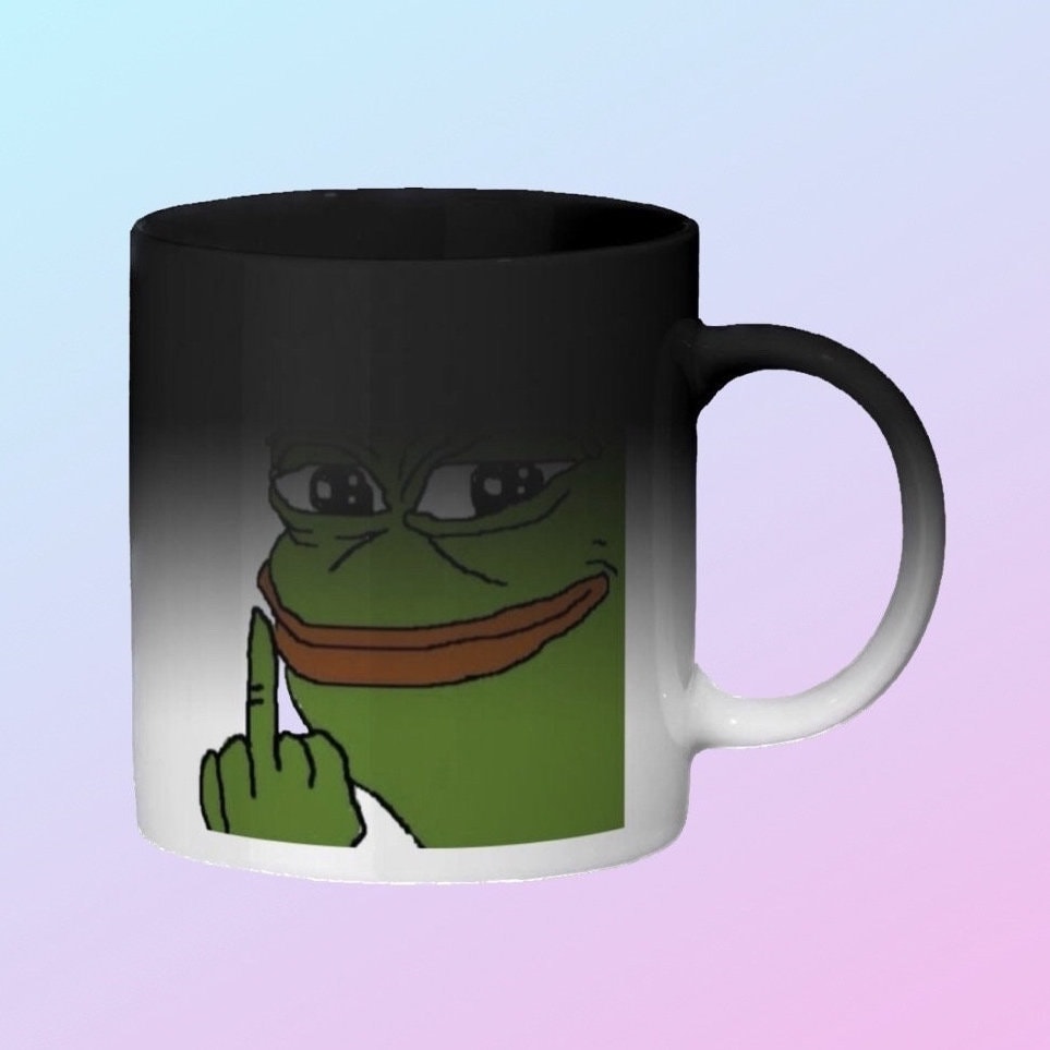 Colour Changing Middle Finger Swearing Pepe Meme Mug link to Matching ...