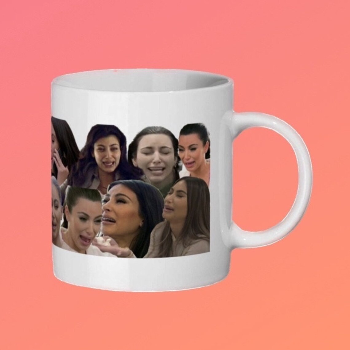 Kim Kardashian Ugly Crying Face Meme Mug link to Matching Coaster in ...