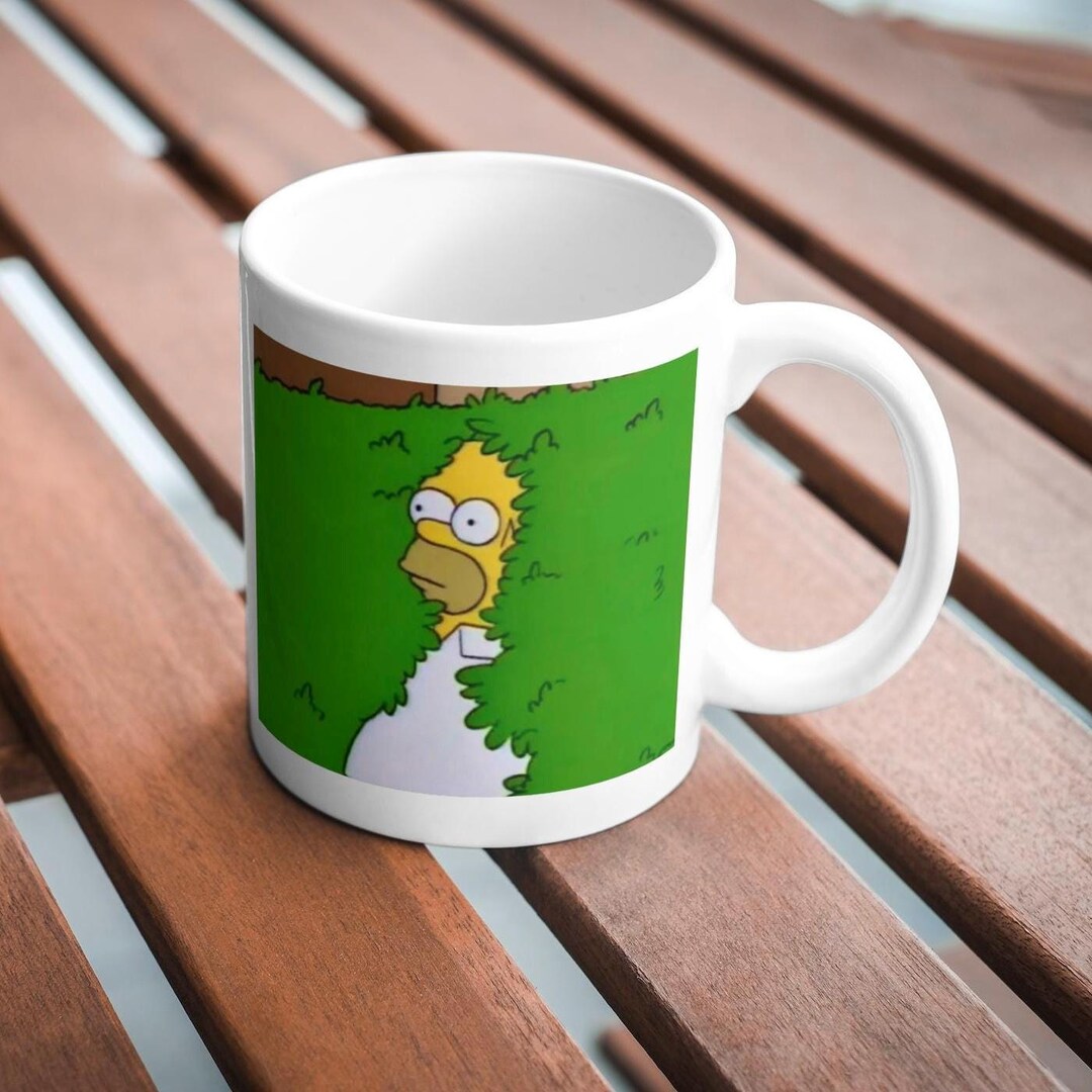 Homer Simpson Backing Into Bush Meme Mug (link to Matching Coaster in ...