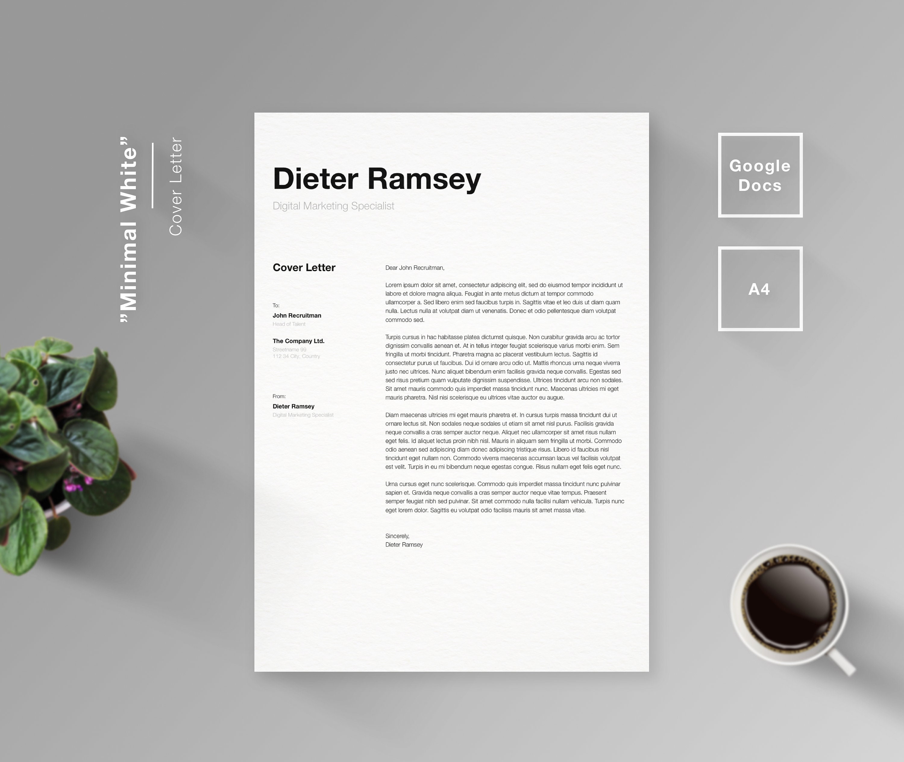 Minimalistic Resume Template for Google Docs | Modern CV Design ...