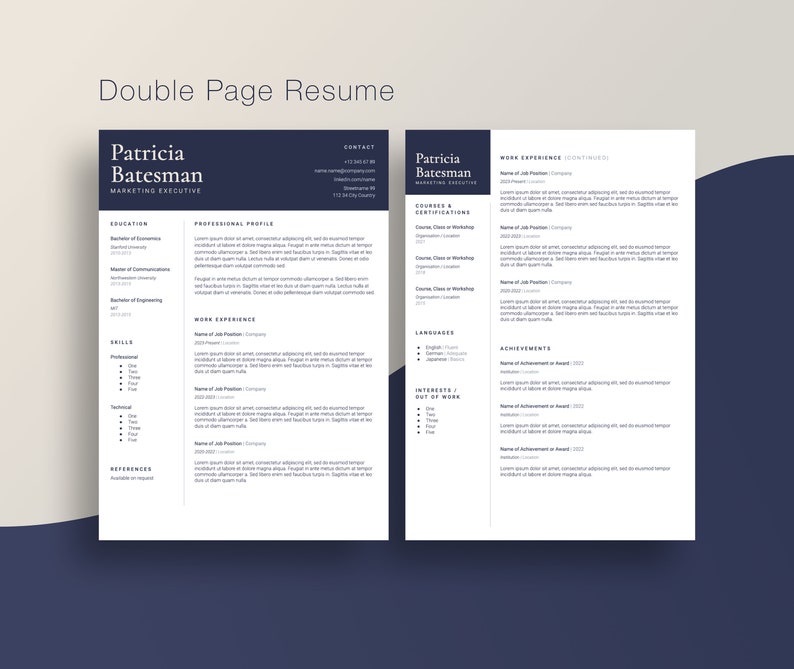 Classic Resume Template for Google Docs Professional CV - Etsy