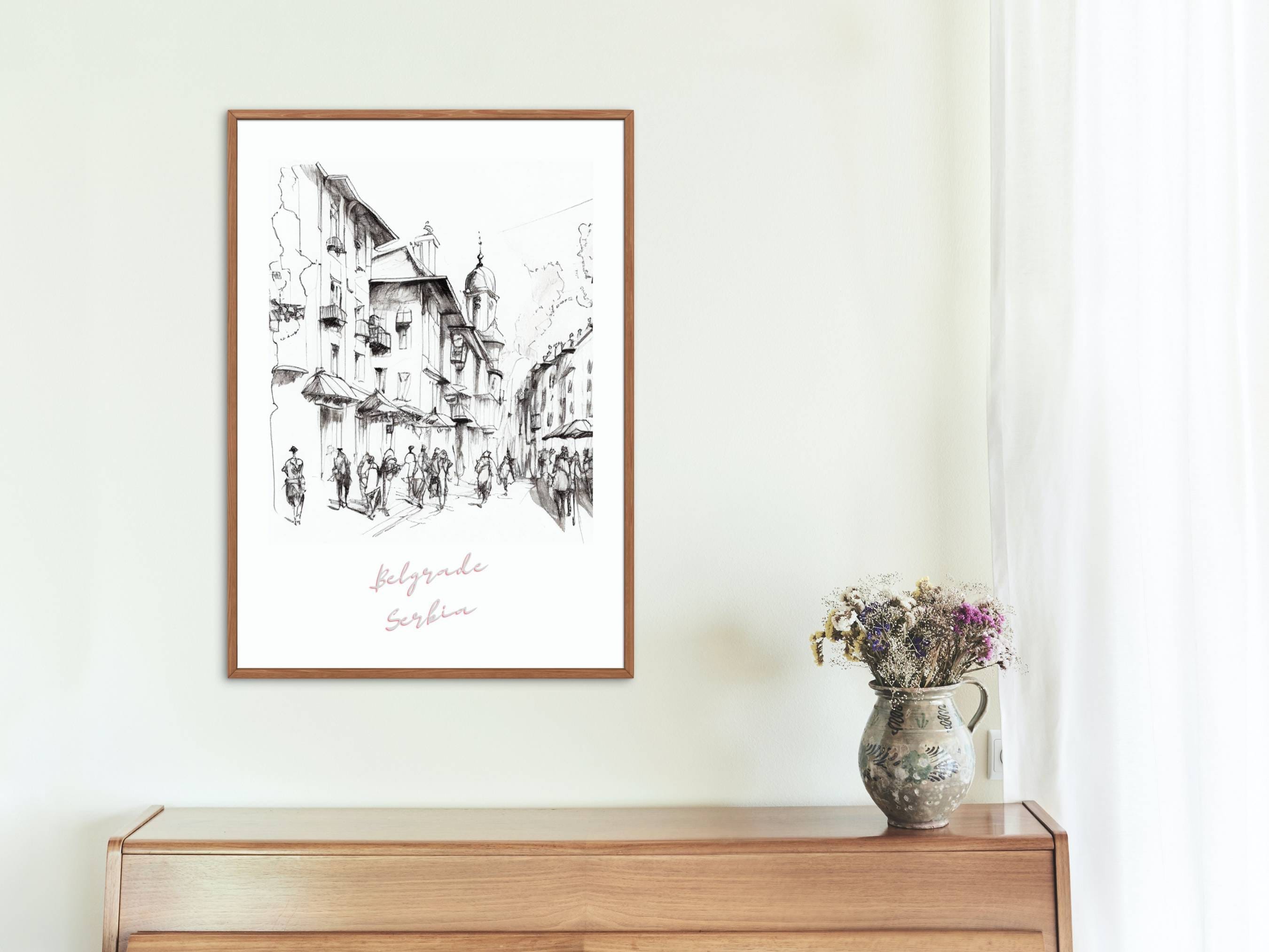Belgrade Sketch Poster, Digital Download, European City, Serbia, Travel ...