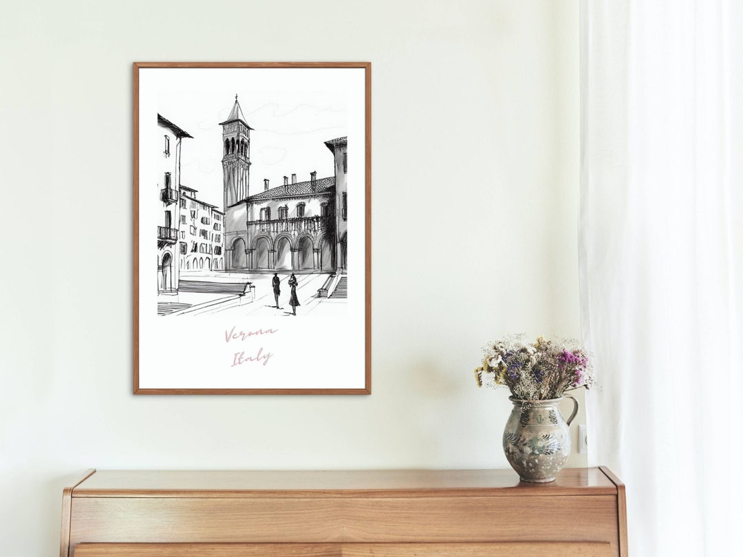 Verona Sketch Poster, Digital Download, European City, Italy, Travel ...