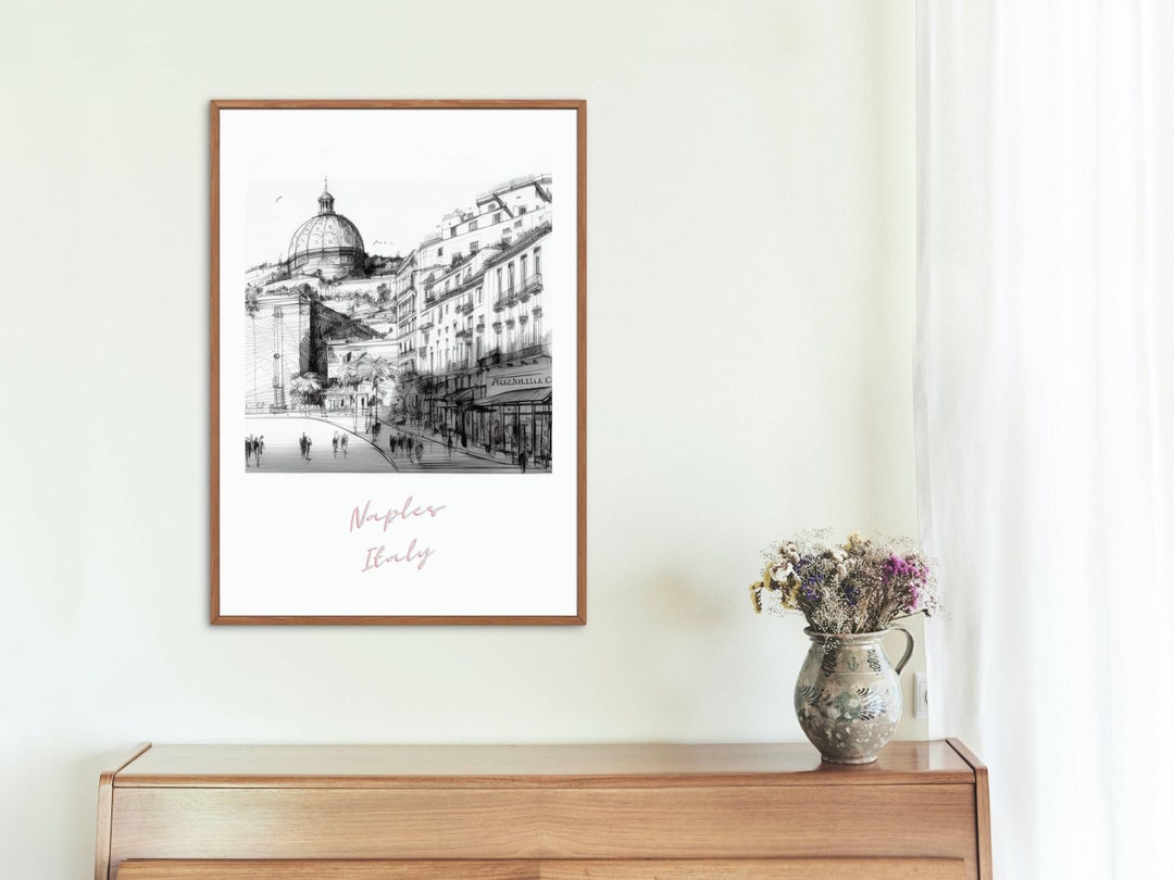 Naples Sketch Poster, Digital Download, European City, Naples Italy ...